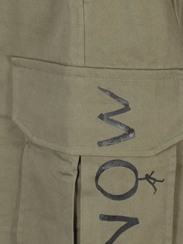Comme Des Garçons Wide Leg Cargo Shorts With Graphic Print
