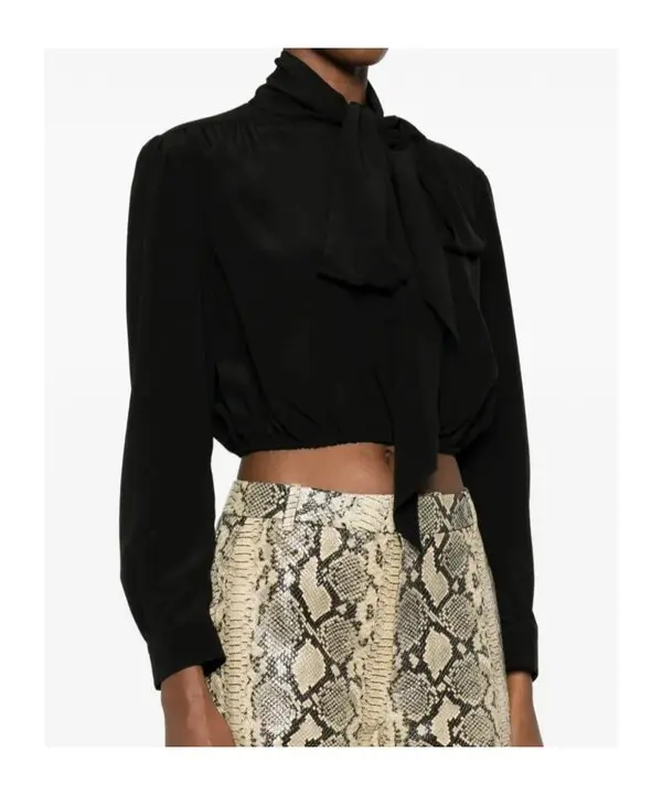 Saint Laurent Tie Neck Long Sleeve Blouse