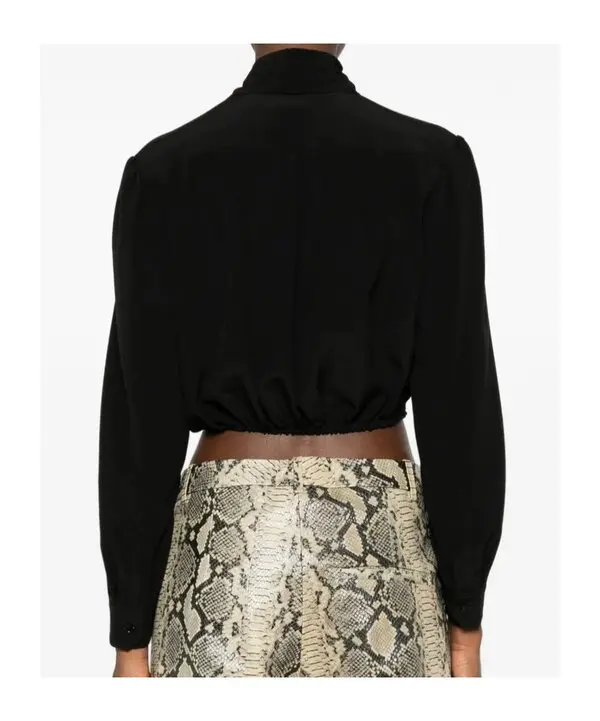Saint Laurent Tie Neck Long Sleeve Blouse