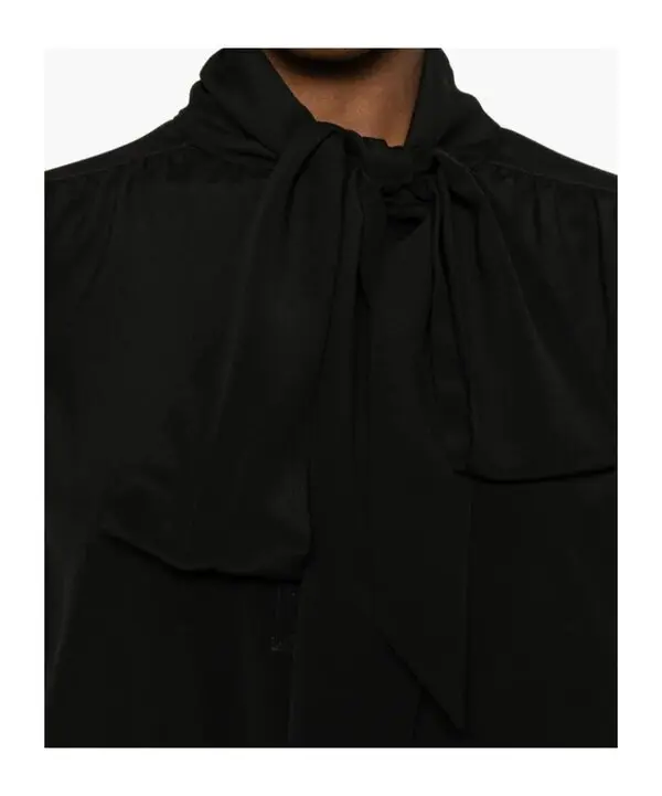 Saint Laurent Tie Neck Long Sleeve Blouse