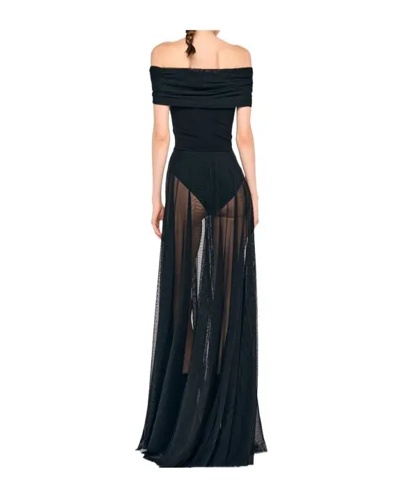 Norma Kamali Off-the-shoulder Sheer Panel Gown - Black