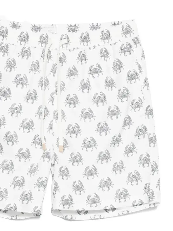 Eleventy Elastic Waist Swim Trunks With Crab Print - White