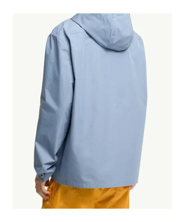 Moncler Cotton Blend Poplin Zip Up Shirt Jacket With Hood