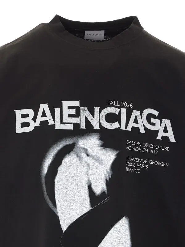Balenciaga Graphic Print Oversized T-shirt - Black