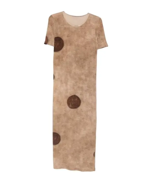 UMA WANG Short Sleeve Round Neck Maxi Dress - Green