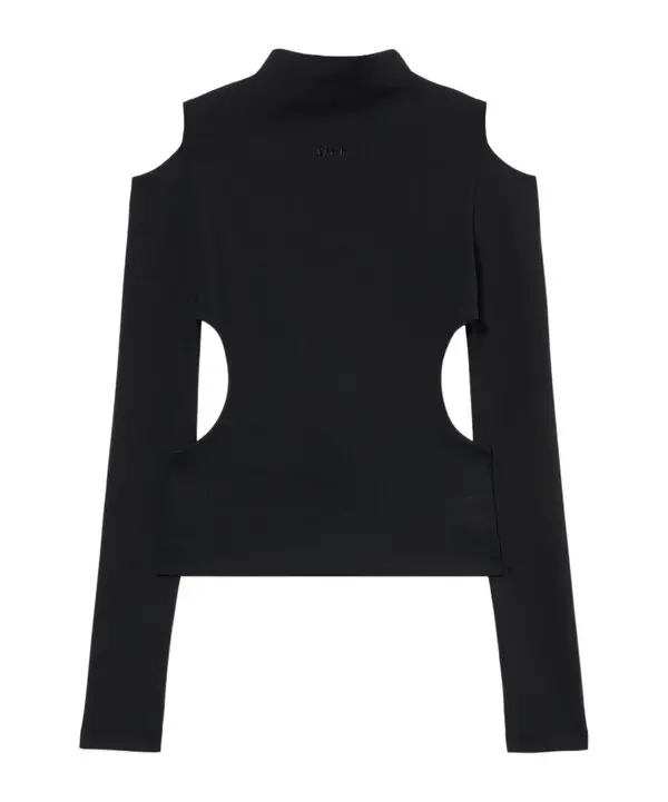 Off-White Sleek Meteor Cut-out Long Sleeve Top - Black