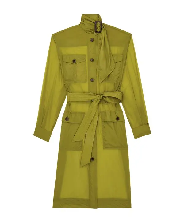 Saint Laurent Belted Long-sleeve Cargo Dress