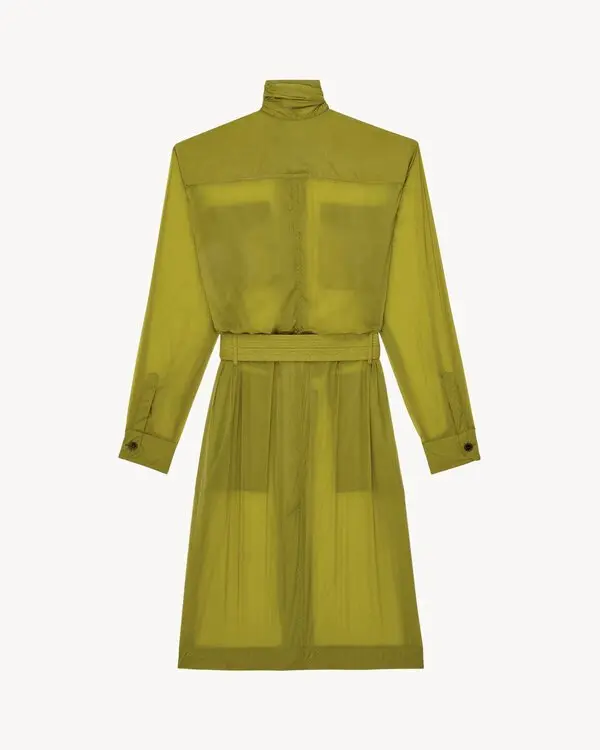 Saint Laurent Belted Long-sleeve Cargo Dress