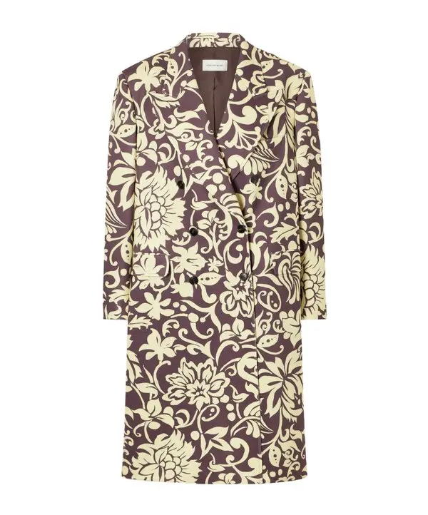 Dries Van Noten Rosea Oversized Double-breasted Jacquard Coat - Nude