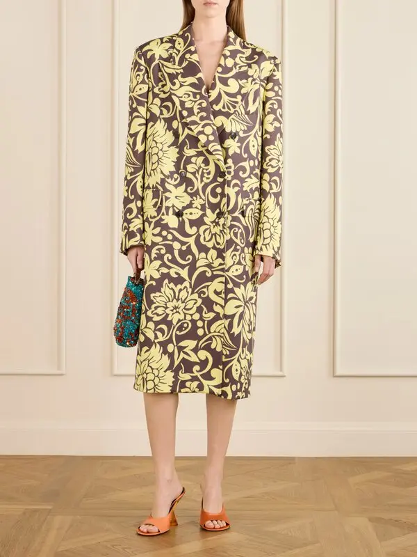 Dries Van Noten Rosea Oversized Double-breasted Jacquard Coat - Nude