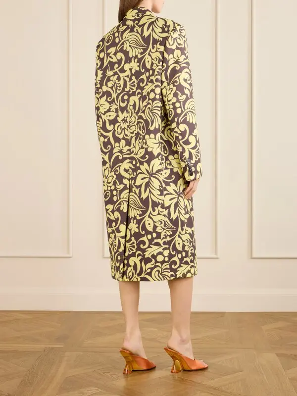 Dries Van Noten Rosea Oversized Double-breasted Jacquard Coat - Nude