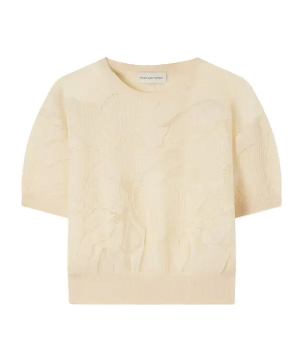 Dries Van Noten Crew Neck Short-sleeved Sweater With Floral Pattern