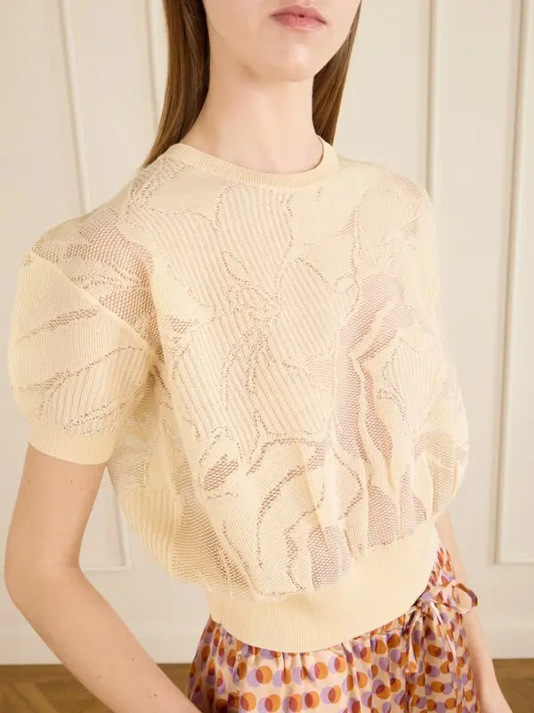 Dries Van Noten Crew Neck Short-sleeved Sweater With Floral Pattern