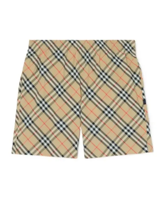 Burberry Check Elasticated Waistband Swim Shorts - Sand Beige