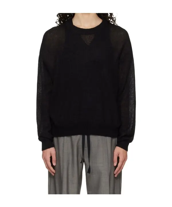 Studio Nicholson Ribbed Knit Crew Neck Sweater - Black