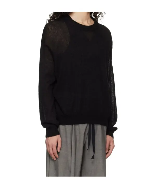 Studio Nicholson Ribbed Knit Crew Neck Sweater - Black