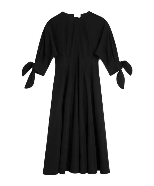 Celine Cotton Poplin Midi Dress With Tie Cuffs