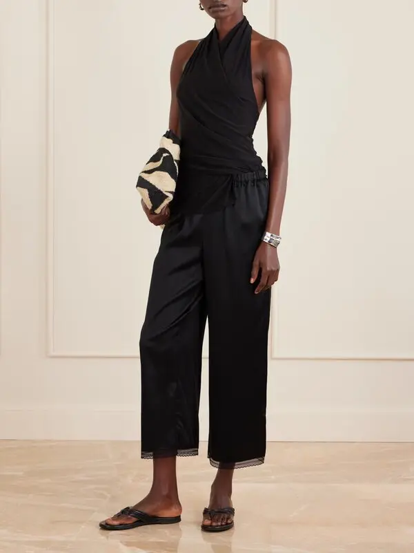 Staud Lace Trim Wide-leg Trousers
