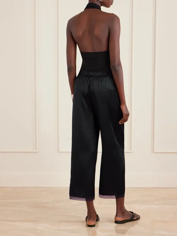 Staud Lace Trim Wide-leg Trousers
