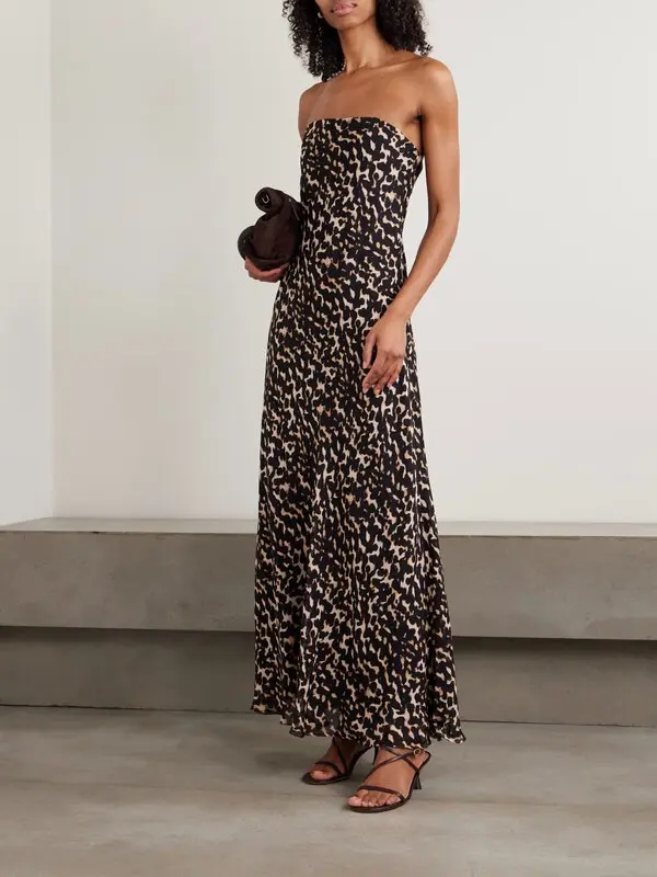 Staud Cassie Strapless Printed Maxi Dress