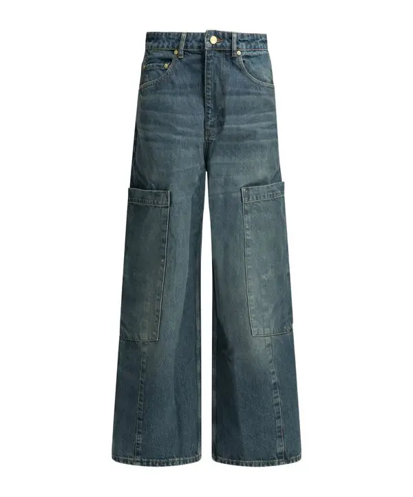 GANNI Baggy Cargo Wide-leg Jeans - Green