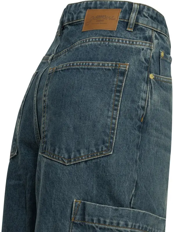GANNI Baggy Cargo Wide-leg Jeans - Green