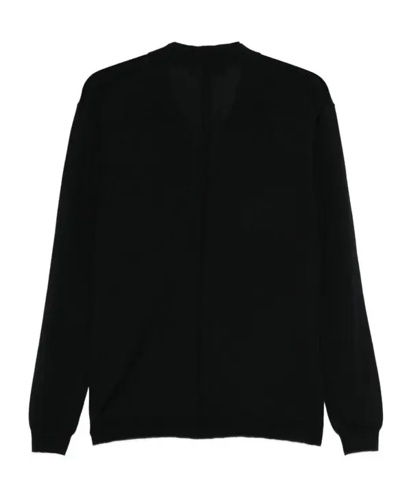 LOW BRAND Long-sleeved V-neck Cardigan With Central Back Detailing - Black