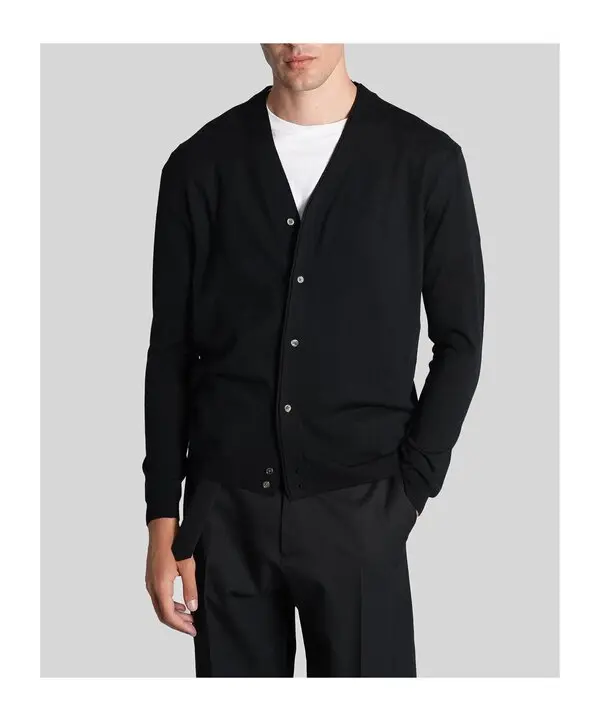 LOW BRAND Long-sleeved V-neck Cardigan With Central Back Detailing - Black