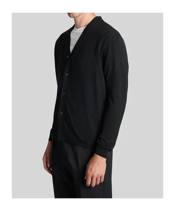 LOW BRAND Long-sleeved V-neck Cardigan With Central Back Detailing - Black