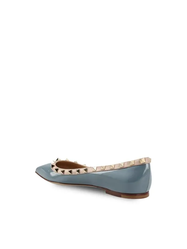 Valentino Garavani Rockstud Pointed Toe Ballet Flats - Gray