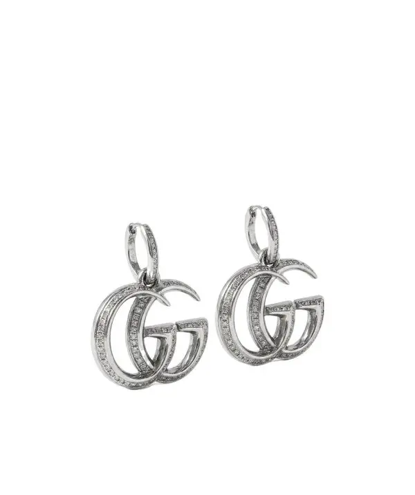 Gucci Gg Crystal Earrings - Palladium Gold
