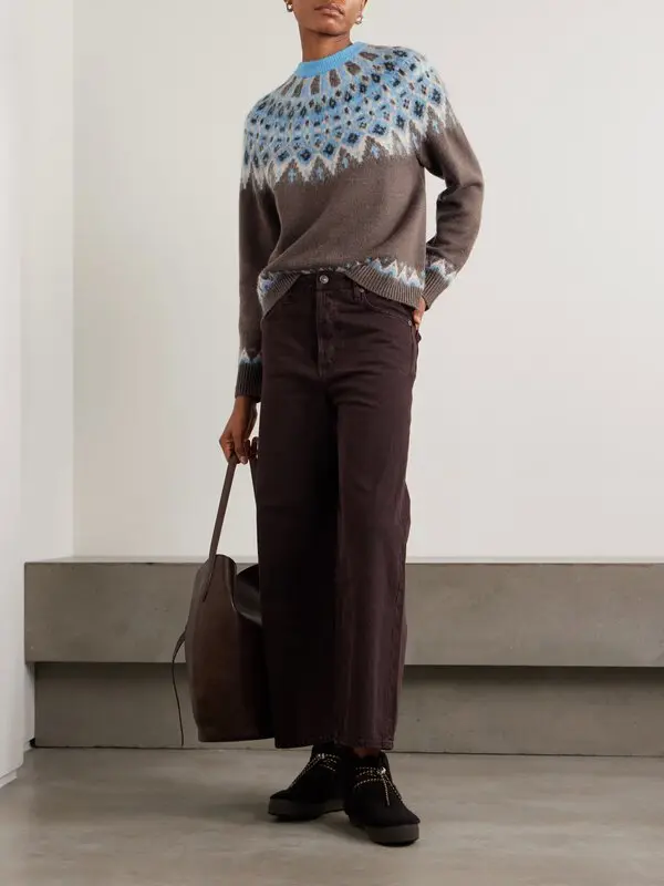 Staud Zane Fair Isle Wool Blend Sweater