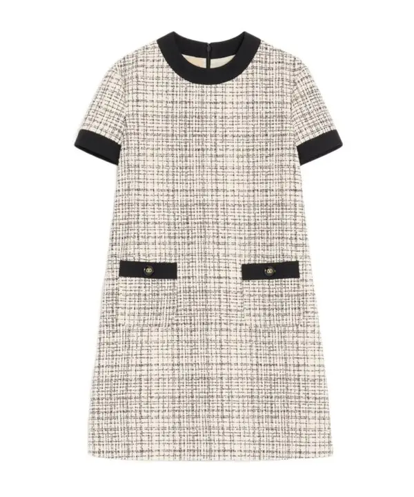 Valentino Garavani Short Tweed Dress With Patch Pockets