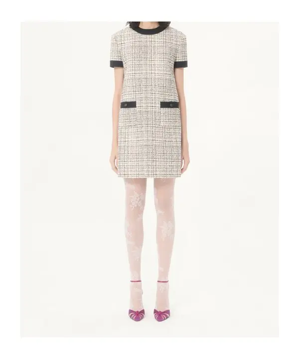Valentino Garavani Short Tweed Dress With Patch Pockets
