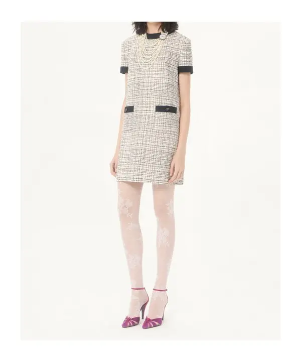 Valentino Garavani Short Tweed Dress With Patch Pockets
