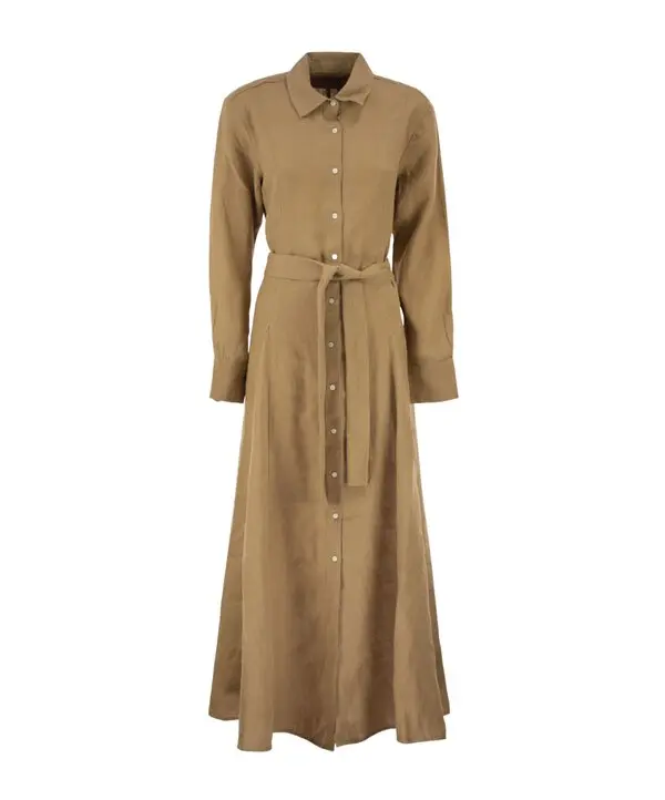 Polo Ralph Lauren Belted Long Shirt Dress - Brown