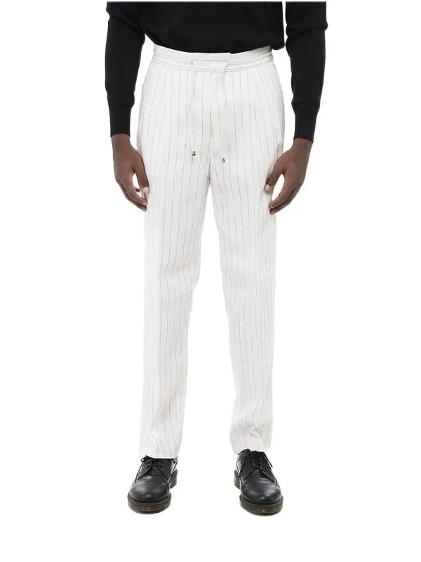 Brunello Cucinelli Tapered-leg Striped Linen Trousers