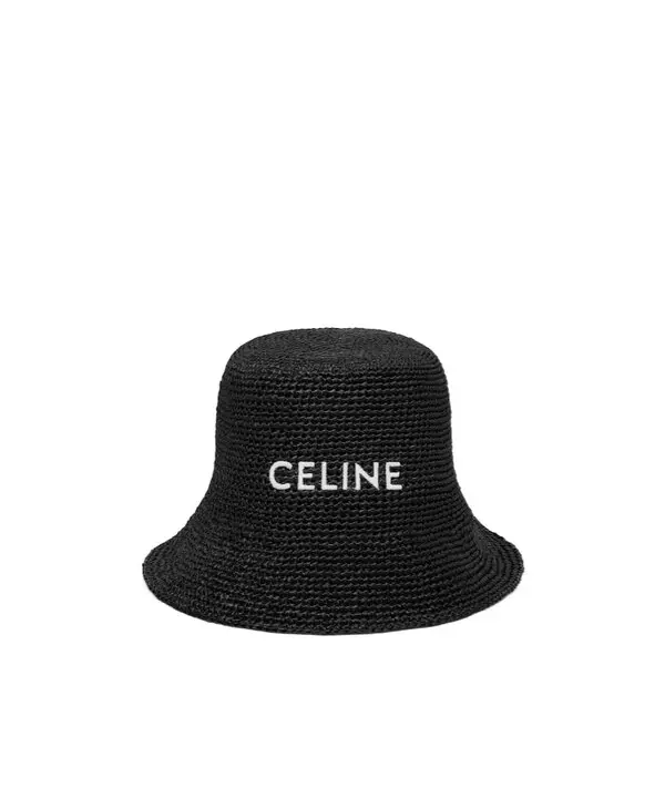 Celine Raffia Bucket Hat - Black