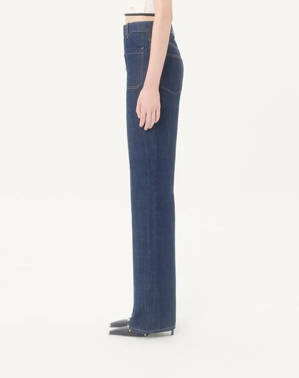 Valentino Garavani Button Detailed Straight Leg Jeans - Blue