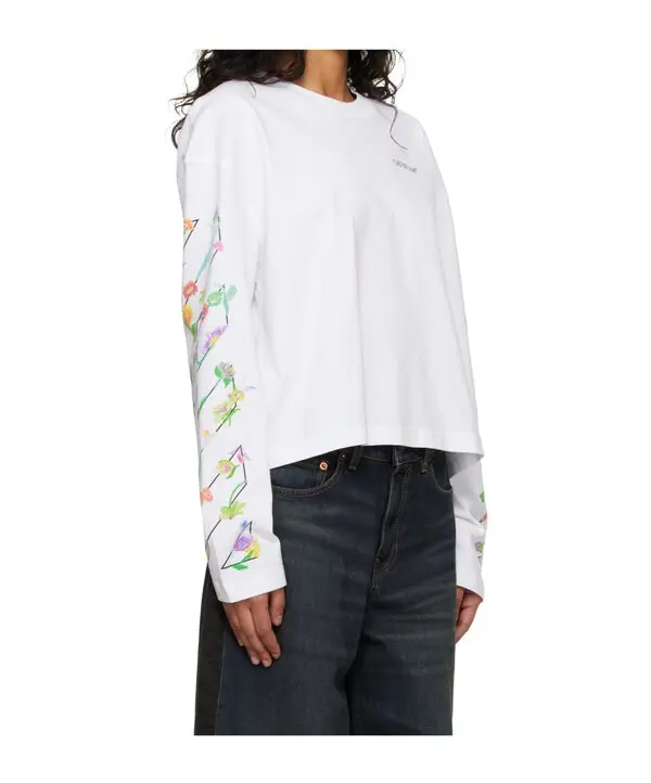 Off-White Diag Glowing Flower Long Sleeve T-shirt