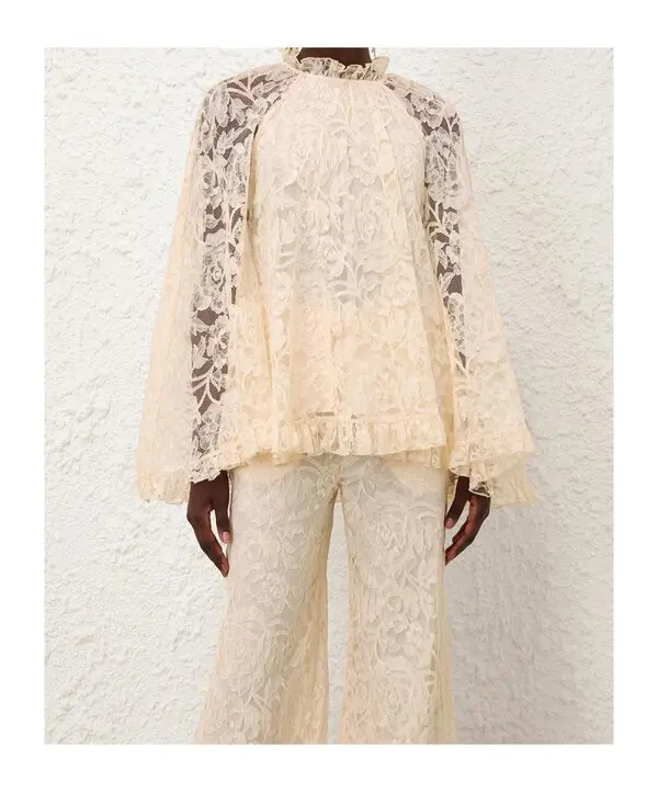 Zimmermann Angel Lace Ruffled Top - Winter-white