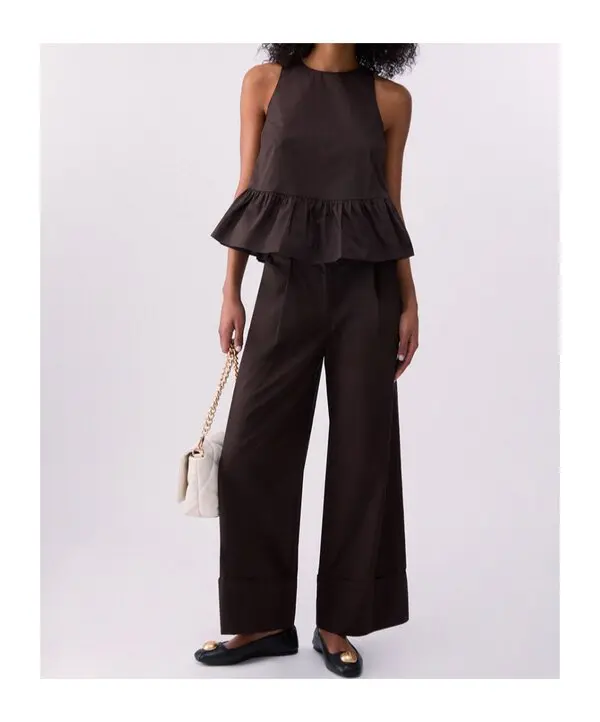 Liu Jo Pleated Wide-leg Poplin Trousers