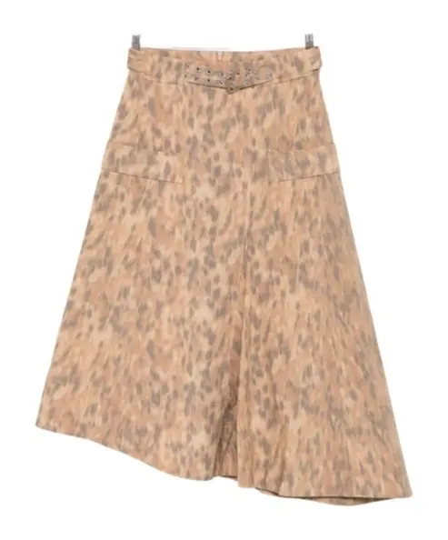 GANNI Printed Asymmetrical Skirt - Nude