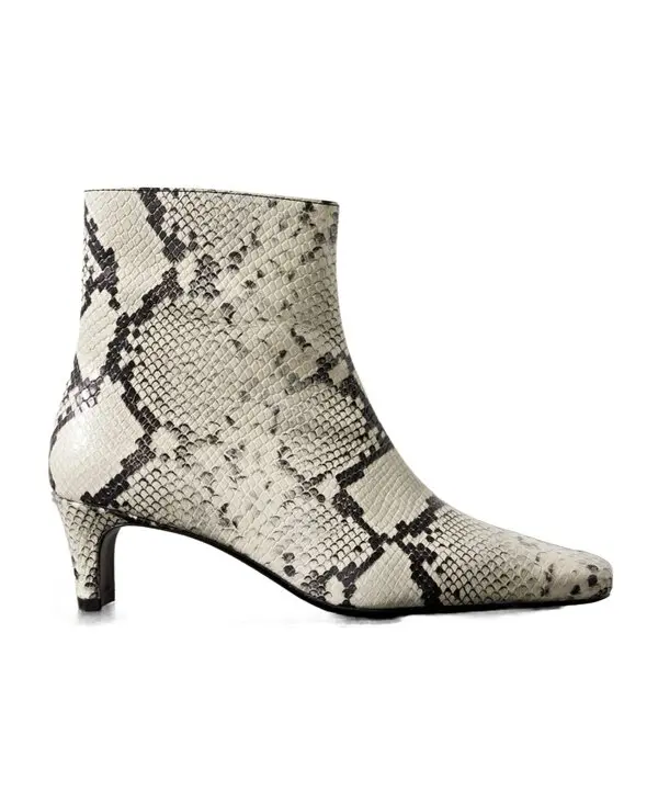 Staud Wally Ankle Boots In Snakeskin - Nude
