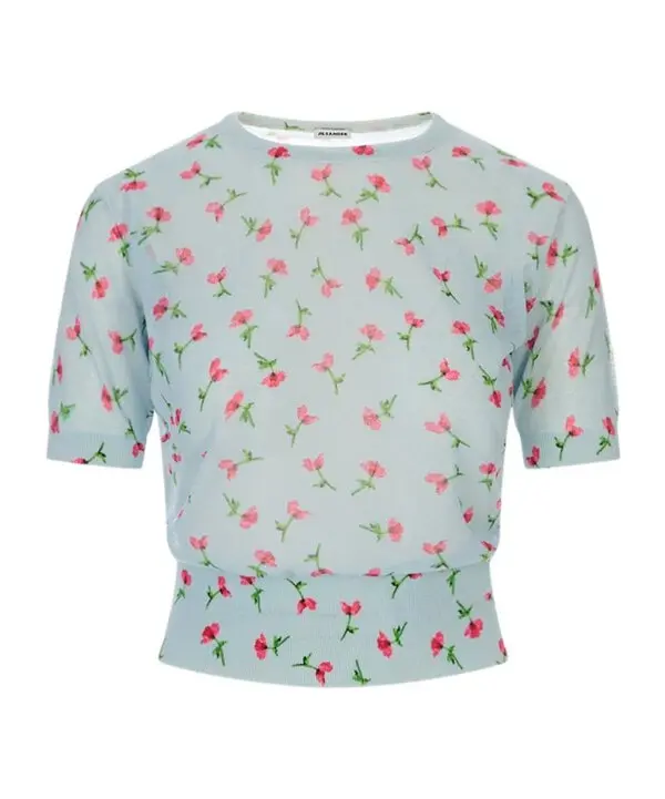 JIL SANDER Floral Print Crewneck T-shirt - Green