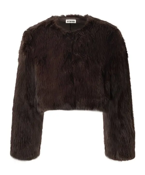 Staud Casmira Cropped Faux Fur Jacket