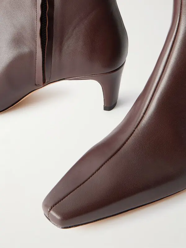 Staud Wally Leather Ankle Boots - Dark Brown