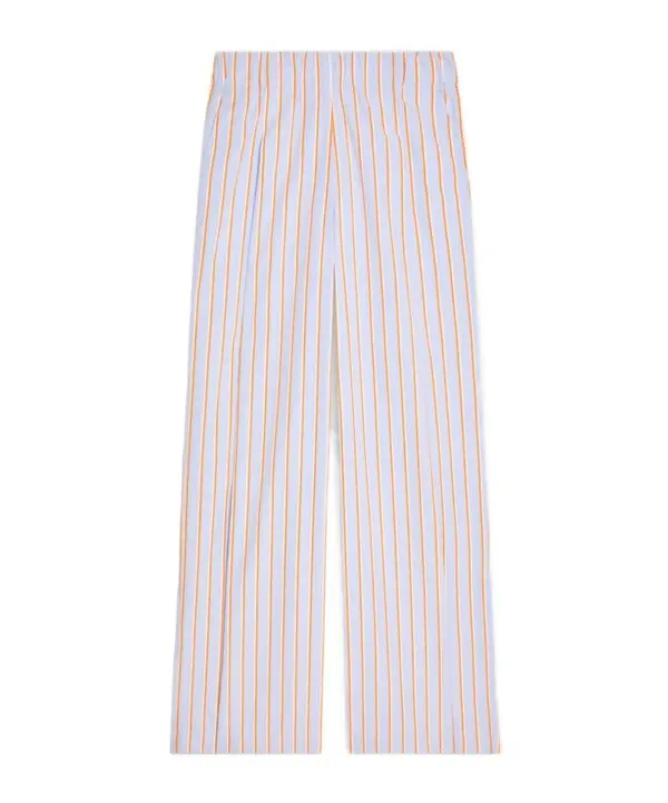 Dries Van Noten Striped Pleated Wide-leg Trousers - Light Blue