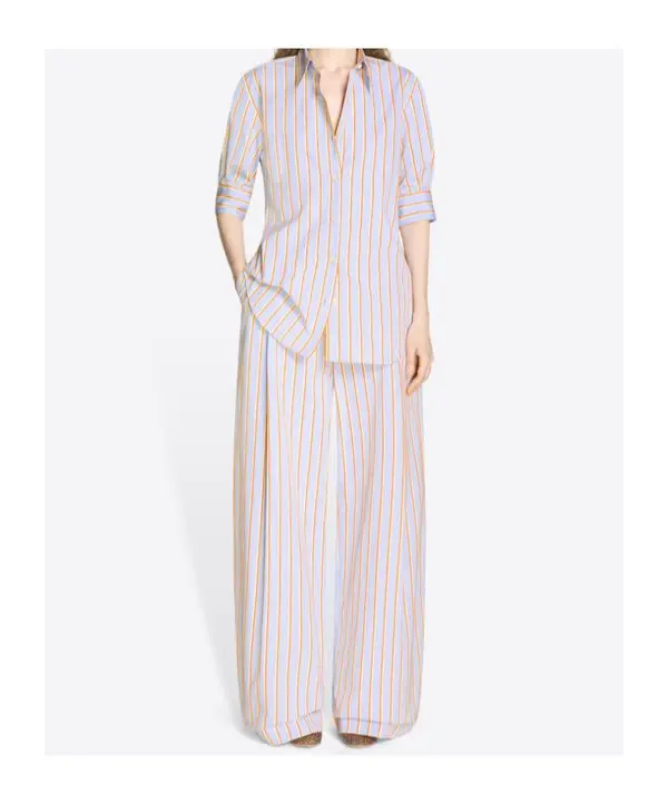 Dries Van Noten Striped Pleated Wide-leg Trousers - Light Blue