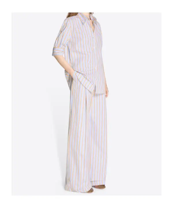Dries Van Noten Striped Pleated Wide-leg Trousers - Light Blue